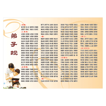 中华国学挂图弟子规海报中国传统文化展板宣传画墙贴画PP防水覆膜自粘贴纸SCH SCH127 弟子规 70x100cm  PP覆膜贴纸