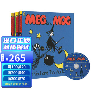 英文原版 女巫麦格和小猫莫格 9册附CD Meg and Mog Collection 趣味儿童绘本
