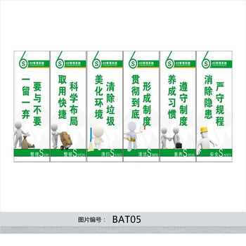 6S宣传画6S标语6S管理6S现场管理6s宣传标语贴纸BAT BAT05 6S管理标语 100*33厘米X6张