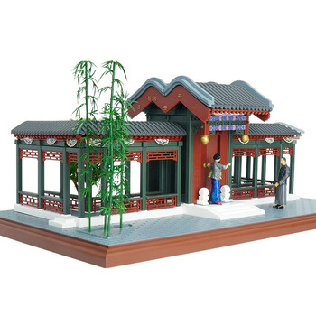 机工文创 古建拼装园梦系列 垂花门场景 