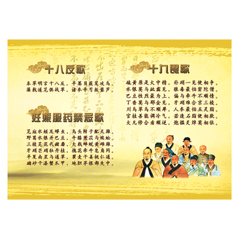 中药十八反歌十九畏歌挂图妊娠用药禁忌中医宣传画贴画WSA WSA50 十九畏十八反 40*30厘米