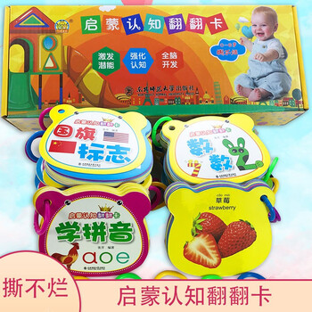 24册幼儿童看图识物早教书 儿童书籍0-3-6岁撕不烂益智早教启蒙认知翻翻卡彩色卡片婴儿早教卡宝宝