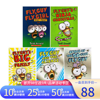 Fly Guy And Buzz 苍蝇小子分级读物16-20 5册合售 全彩英语初级章节桥梁书 儿童趣味读物 中小学生阅读 Tedd Arnold 英文原版绘本 . 绿山墙图书