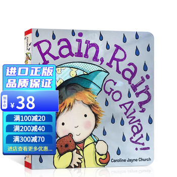 进口英文原版  Rain Rain Go Away 儿童启蒙纸板书幼儿天气认知撕不烂书名家