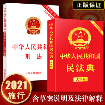 全2册2021年新版中华人民共和国民法典+刑法法律法规条文刑法民法刑法修正案十一民法草案说明合同民法