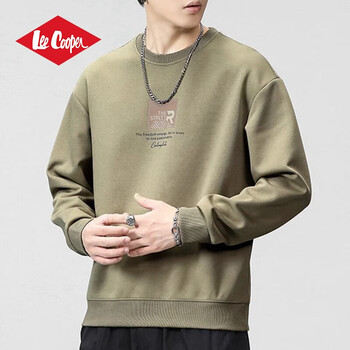 Lee Cooper重磅圆领长袖卫衣男士春秋款百搭情侣t恤打底衫潮牌秋季男款加绒 浅咖色 3XL码【图片 价格 品牌 报价】-京东