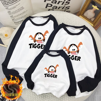 国潮子装一家三口四口2022新款潮卫衣洋气全家装加绒加厚炸街冬 【厚款】SQ336：黑白插肩 90cm【图片 价格 品牌 报价】-京东