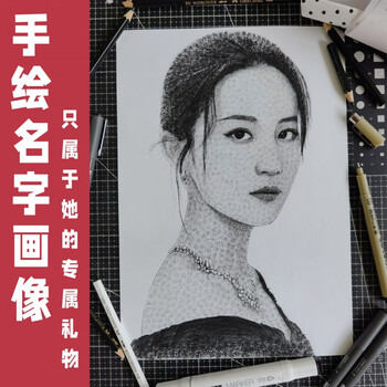 用名字画画 名字画像定制写满手绘人头像画肖素描照片女友艺术设计创意礼物