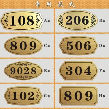 门牌号定制酒店宾馆房号牌标识公司办公科室牌数字号码牌包厢门牌. 12*6cm【一般】