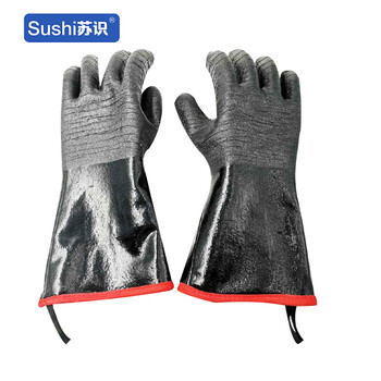 【苏识 3470001】苏识 耐高温手套 重型氯丁胶/耐热932°薄款/阻燃/防油/耐酸碱/防水 黑色 14英寸 双 3470003【行情 ...
