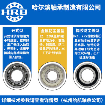 HRB 哈尔滨轴承 6200 6201 6202 6203 6204 6205 6206- Z Z HRB 6201-RZ【图片 价格 品牌 ...