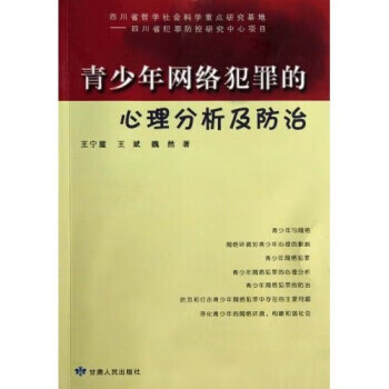 青少年网络犯罪的心理分析及防治 王宁霞等 甘肃人民出版社
