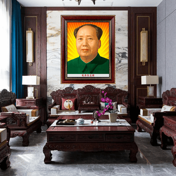 毛主像挂像墙画主席客厅中堂挂画壁画斯大林孙中山马克思伟人画像 实木红框10号 宽度62*76高度 有框 有机透明板