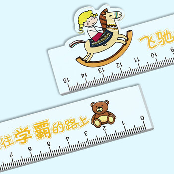 米小圈文具尺子亚克力直尺15cm直尺透明卡通尺子画线刻度尺送男孩女孩儿童节日礼物 亚克力格尺-李黎