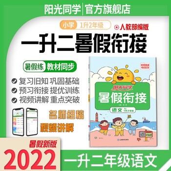 阳光同学暑假衔接一升二数学人教版 22秋新版一年级上册二年级上册暑假作业小学1年级升2年级暑假同步练习题预习作业本 一升二 语文 暑假衔接 人教版