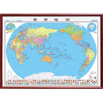 【定制边框】2022年 世界中国地图 木框装裱 约1.2米*0.9米 世界地图