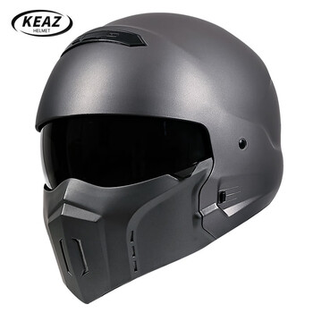 KEAZ摩托车头盔复古蝎子全盔3C认证四季通用男士组合盔巡航秋冬季头盔 钛金灰配B型护嘴 XL【图片 价格 品牌 报价】-京东