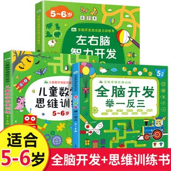 全套3册5-6岁儿童思维训练书籍左右脑智力开发全脑开发举一反三阶梯数学潜能开发全书幼儿园教材用书大班