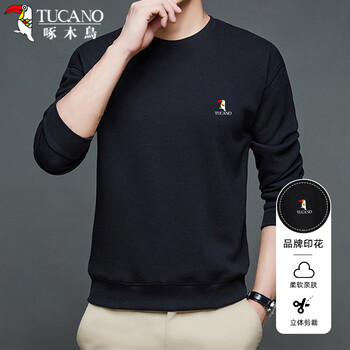 【啄木鸟卫衣】啄木鸟（TUCANO）卫衣男秋冬纯色商务休闲圆领时尚长袖t恤上衣男装 黑色 XL 【行情 报价 价格 评测】-京东