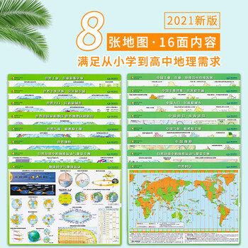 【共8张】2022中学地理学习考试速记地图 世界地图中国地图气候图水系图洋流图 长江黄河流域图 高考