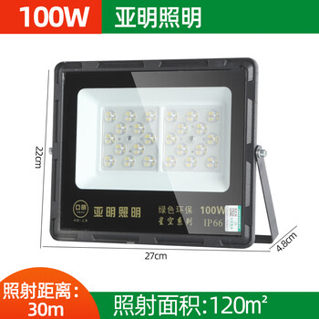 亚明上海户外防水led照明投光灯 工程工地专用足瓦射灯庭院泛光灯 100W大功率透镜款【图片 价格 品牌 报价】-京东