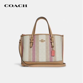 【蔻驰单肩包】蔻驰COACH奢侈品女士中号手提单肩托特包棕色拼色织物配皮C8416IMTVT【行情 报价 价格 评测】-京东