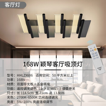 松下（Panasonic）led颖琴双面导光板客厅吸顶灯遥控调光调色客厅照明灯具 168W 颖琴导光板客厅吸顶灯 HHLZX606【图片 价格 ...