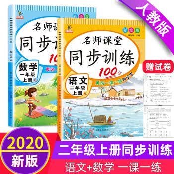 2021新版名师课堂同步训练100分语文+数学二年级上册2本 语文数学教材配套单元同步专项训练习题册