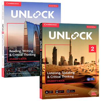 进口原版 剑桥初中英语教材 unlock 听说口语学生书 第二版 英文原版 新版二级（套装）听说+读写
