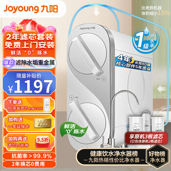 九阳（Joyoung）【升级零陈水】净水器家用厨房大通量600G直饮机4年RO膜反渗透纯水机全屋厨下式无罐去水垢净水机 【2年滤芯套装】JYW-R560【600G大通量】【图片 价格 品牌 ...