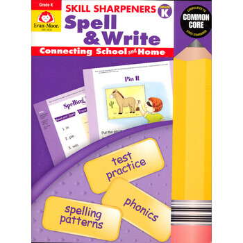 Evan-Moor Skill Sharpeners 技能铅笔刀 Spell & Write Grade K 幼儿园大班拼写 美国加州教辅 