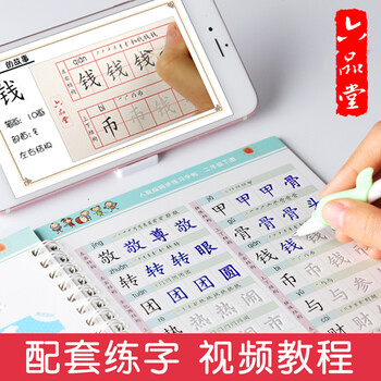小学生字帖一年级二年级三上册下册同步语文人教版课本练习笔画笔顺凹槽儿童楷书初学者每日一练写字本练字帖 二年级下册字帖（2本）