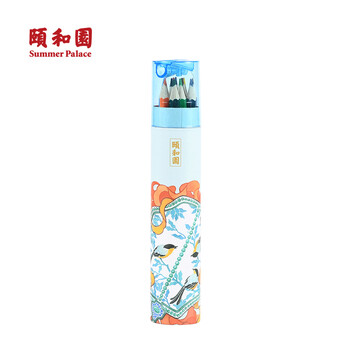 颐和园 原木彩铅笔彩色铅笔12色/筒 儿童礼物涂色填色绘画笔套装送卷笔刀玉扇点翠