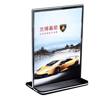 亚克力透明双面台签T型黑底抽拉台卡酒水广告展示牌立示牌A3A4A5A6 竖款 100x200mm
