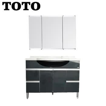 TOTO浴室柜组合 落地式洗脸化妆台1.2米洗漱台LDKW1203W洗手盆柜组合 灰色柜子+抽拉龙头+1203镜柜【图片 价格 品牌 报价】-京东