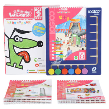6-7岁 逻辑狗 思维训练四阶段6-7岁大班婴幼儿益智早教玩具全套学习教材教具 精装（8本题册+6钮操作板）