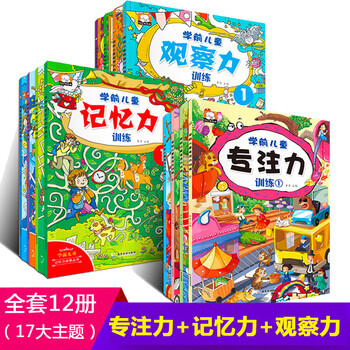 全套12册逻辑思维训练书 儿童3-6岁左右脑全脑思维游戏专注力观察力记忆力智力开发书 找不同
