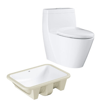 【高仪39316000+39317000】高仪（GROHE）陶瓷面盆+马桶 普洛洁陶瓷下面盆 洗手盆+虹吸式连体坐便器 39316000 ...