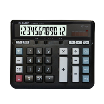 夏普EL-2135电脑键盘大显示大号桌面办公会计财务计算器 黑色
