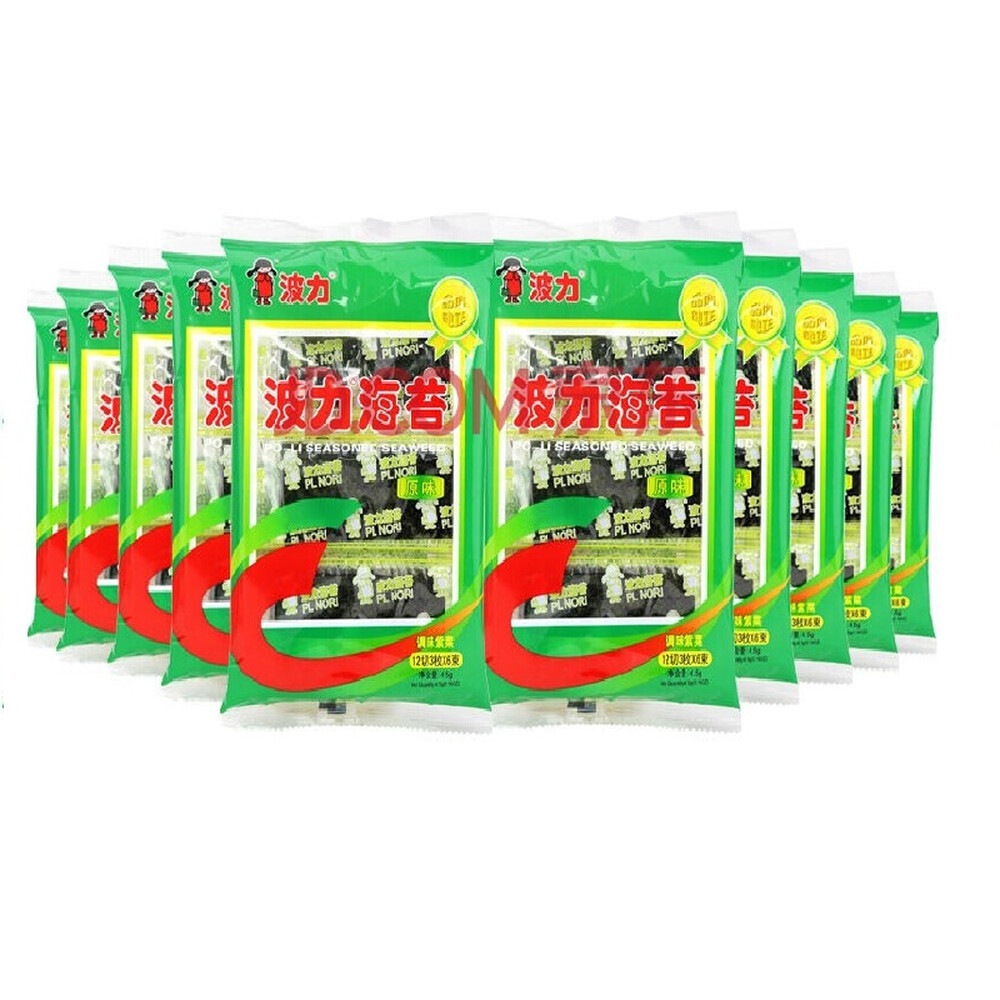 波力海苔原味4.5g 即食海苔大片装儿童零食小吃寿司紫菜 10袋组合 - Nice222