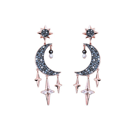 【施华洛世奇项链】SWAROVSKI施华洛世奇 神秘星月耳环 生日礼物送女友 镀玫瑰金色 5489536【行情 报价 价格 评测】-京东