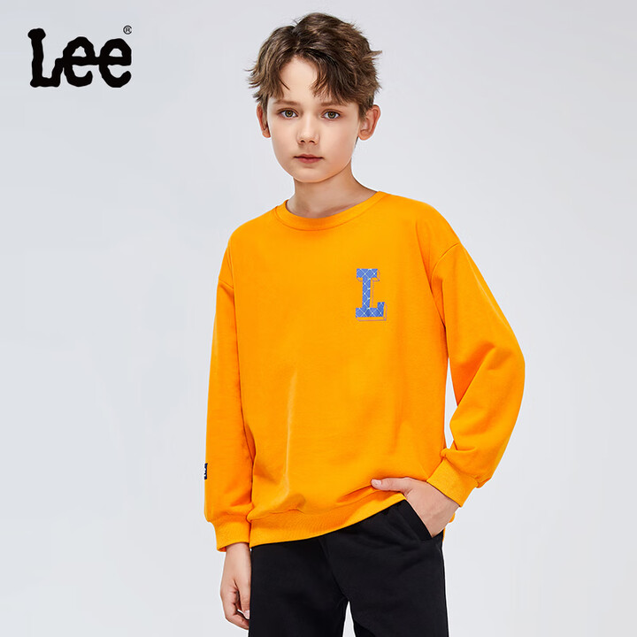【LeeLK22FWBT0045】Lee男童长袖卫衣棉舒适休闲儿童内搭外穿圆领上衣时尚潮流印花童装 橙色 140 【行情 报价 价格 评测】-京东