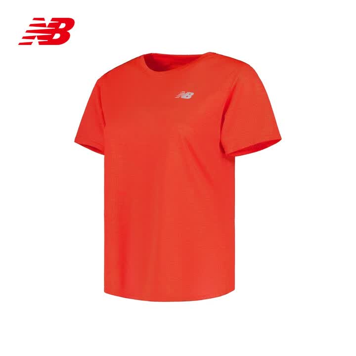 NEW BALANCE/NB Athletics T-Shirt 女款针织上衣T恤速干运动透气短袖 WT41253-NFH 火焰红 S【图片 ...