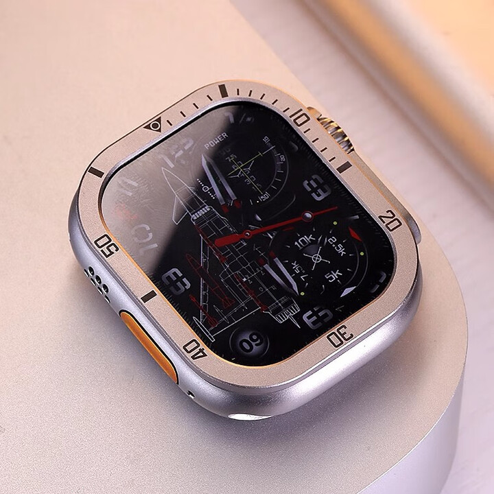 MR.MULL星图ultra49mm10钛合金边框金属苹果手表钢化膜一体壳防窥全屏23iwatch45/44不锈钢铝合金刻度se11 铝合金 ...