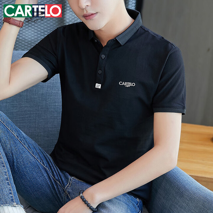 【卡帝乐鳄鱼T恤】卡帝乐鳄鱼（CARTELO）短袖男2024春夏季韩版短袖T恤男士POLO打底衫男装上衣打底衫【行情 报价 价格 评测】-京东