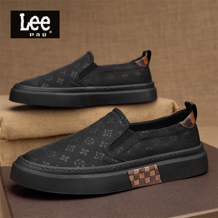 Leepag帆布鞋男鞋秋季舒适懒人一脚蹬老北京布鞋休闲板鞋男黑色潮鞋子男 L1565-纯黑 44【图片 价格 品牌 报价】-京东