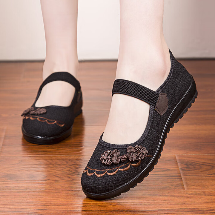 WVNE老北京布鞋女奶奶四季鞋平底防滑软底中老年人单鞋妈妈老太太鞋子 791黑色 38【图片 价格 品牌 报价】-京东