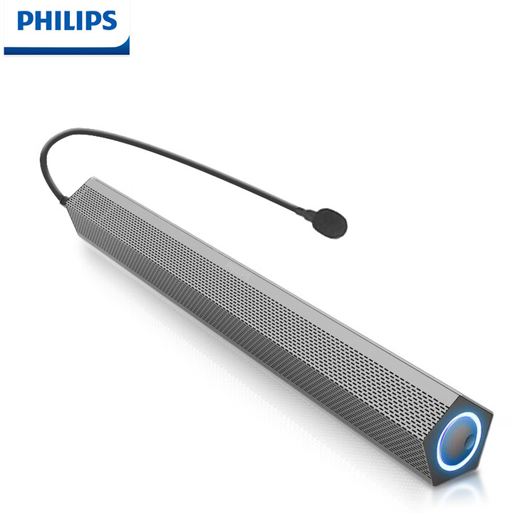 【飞利浦SPA520S】飞利浦（PHILIPS）SPA520S 电脑音响台式带麦克风可语音 家用桌面长条有线蓝牙游戏音箱 双USB拓展【行情 ...