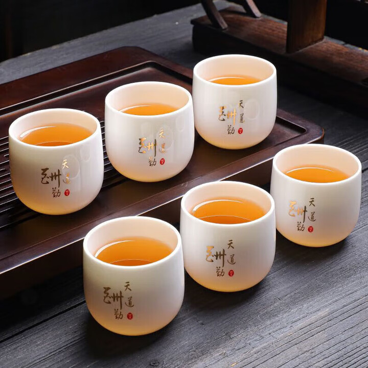 馨玥羊脂玉品茗杯陶瓷家用功夫茶杯茶具套装白瓷主人杯防 羊脂玉品茗杯-天道酬勤 6个装【图片 价格 品牌 报价】-京东