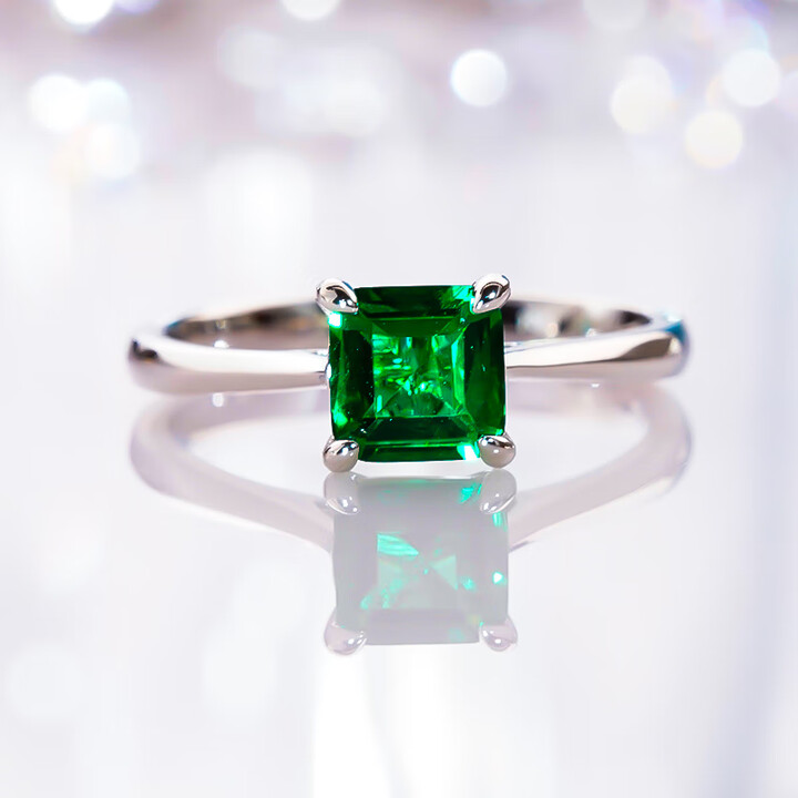 胖东来品质胖东来同款欧美祖母绿方钻莫桑石莫桑钻戒女18k金代购 白金 绿宝石 女士8号【图片 价格 品牌 报价】-京东